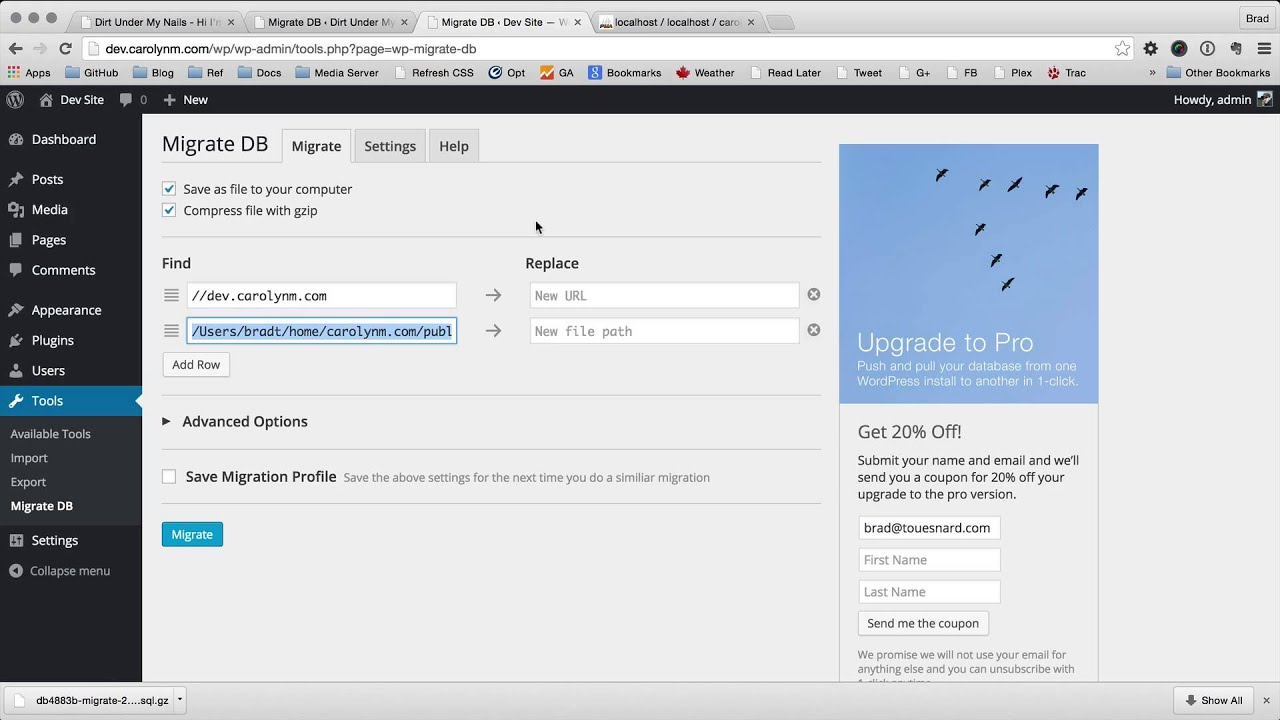 Exporting Your WordPress Database with WP Migrate DB (free version ... Exporting Your WordPress Database with WP Migrate DB (free version ...