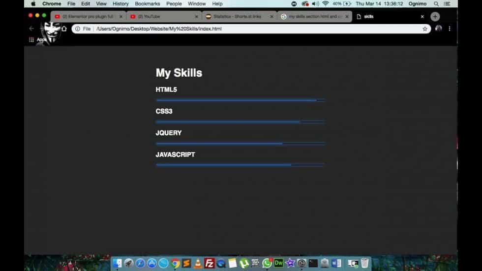 Best Animated My Skills section with HTML and CSS | Dieno Digital Marketing Services