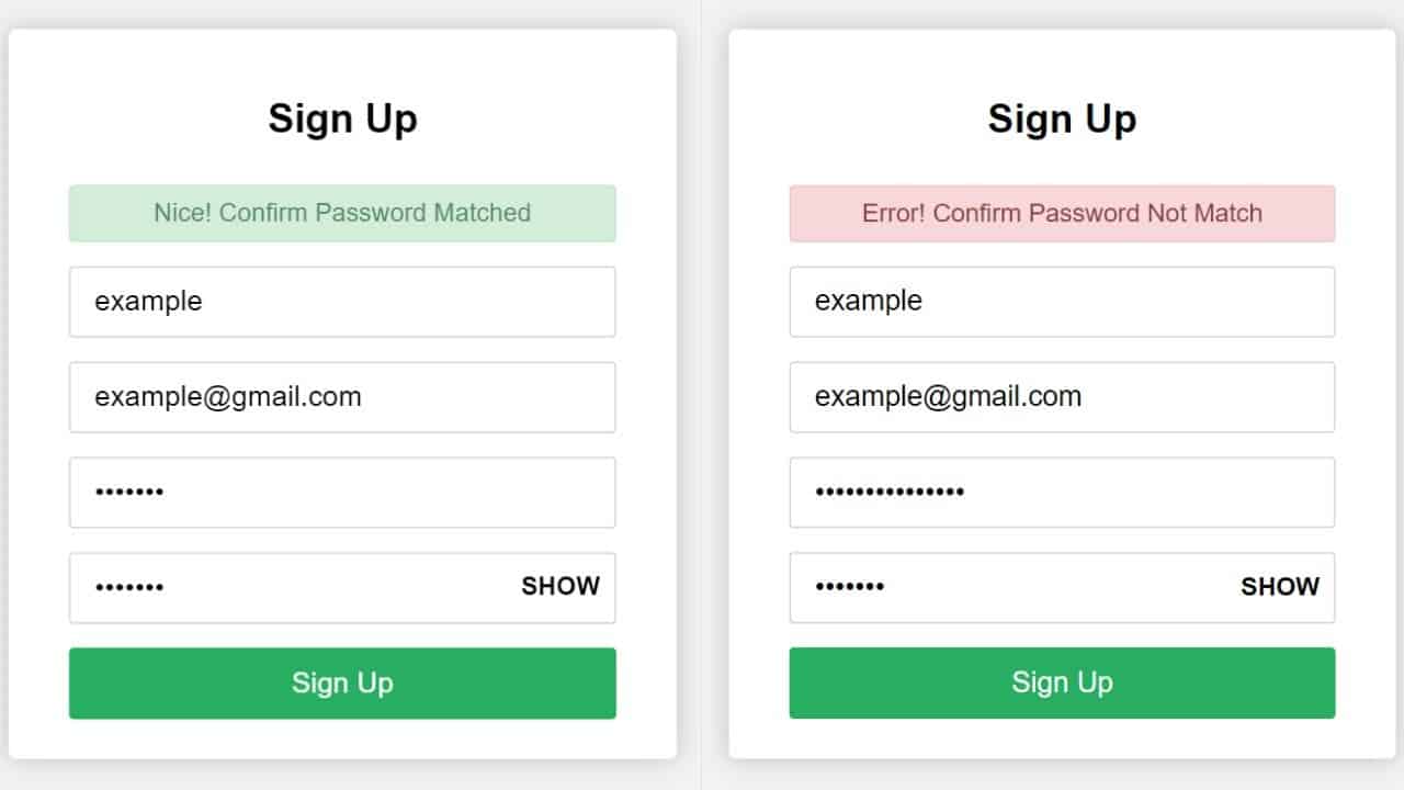 Confirm Password Check in HTML CSS & JavaScript | Dieno Digital ... Confirm Password Check in HTML CSS & JavaScript | Dieno Digital ...