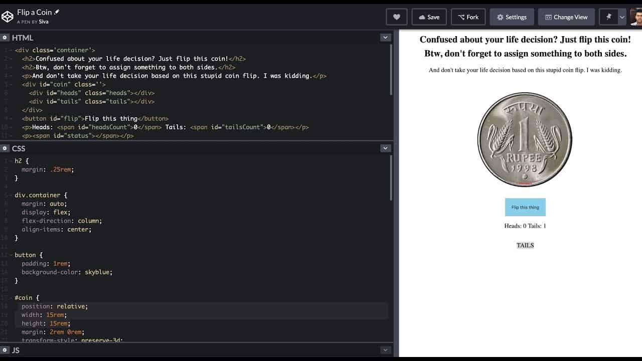 How To Implement A Simple Coin Flipping Website With Html Css And Javascript Dieno Digital